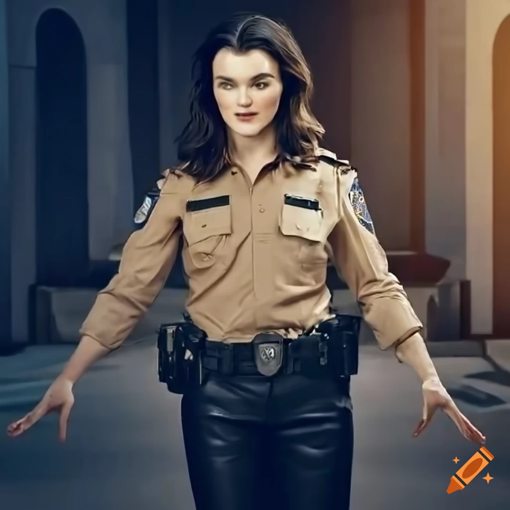 Hyperrealistic police photograph of Officer Rachel Weisz on Craiyon