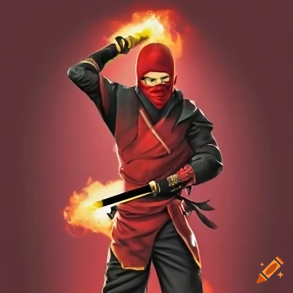 Ninja with black and yellow outfit throwing a spear on Craiyon