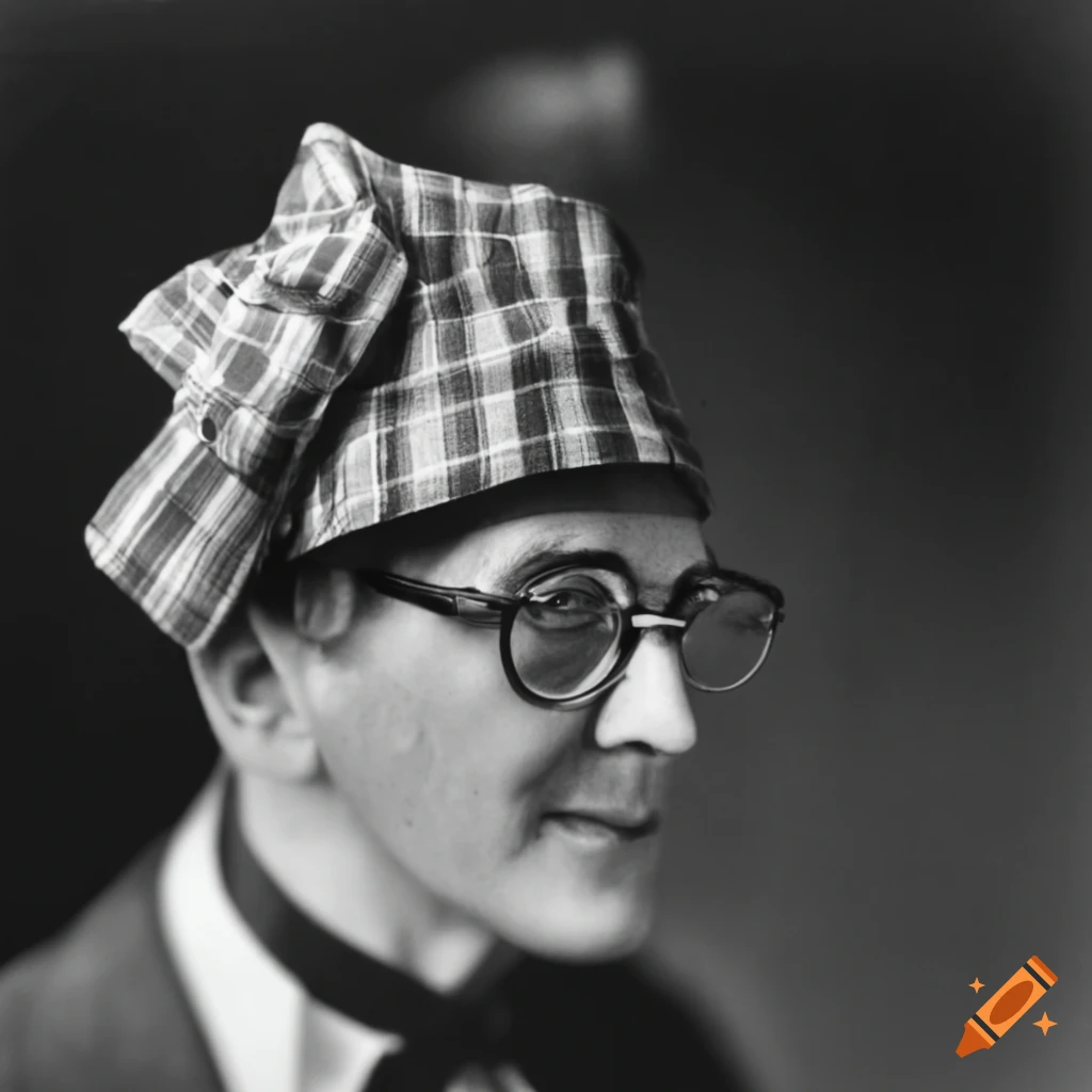 Vintage portrait of young vincent price with plaid chef's hat on Craiyon