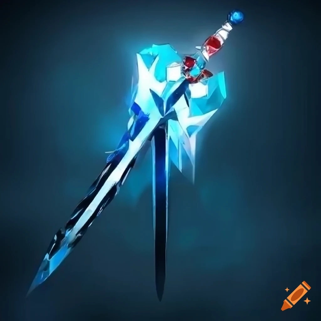 Diamond sword ablaze with blue fire on Craiyon