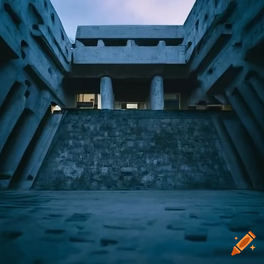 Brutalist concrete greek architecture