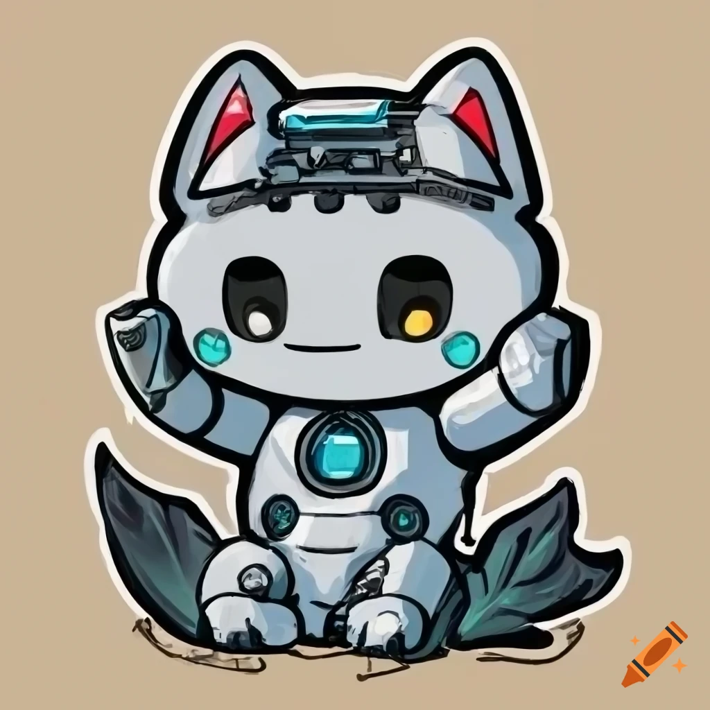Chibi robot in a cool environment on Craiyon