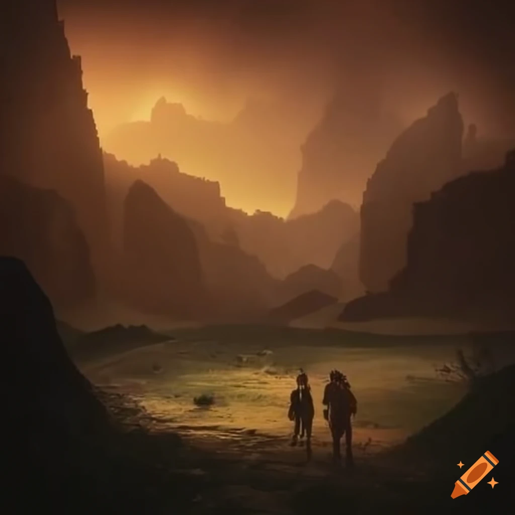 Photo of ancient ruins in a desolate landscape