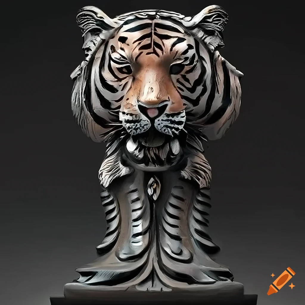 Tiger statue carrying obelisk on its back on Craiyon