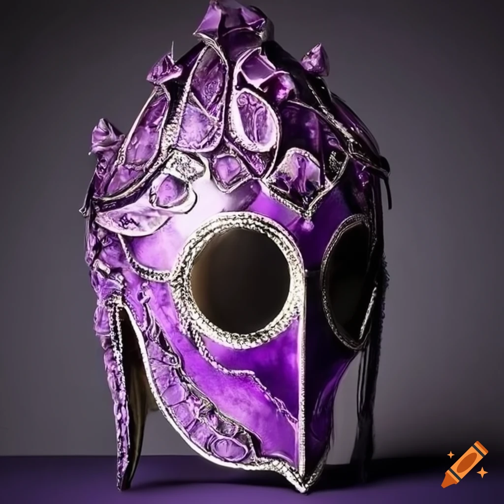 Front view of a detailed open helmet in a magical fantasy setting on ...