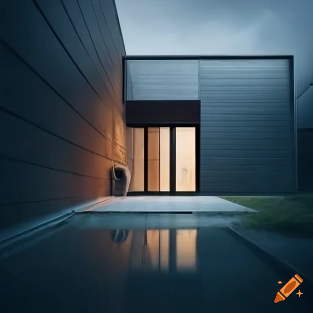 White minimalist building with glass windows on Craiyon