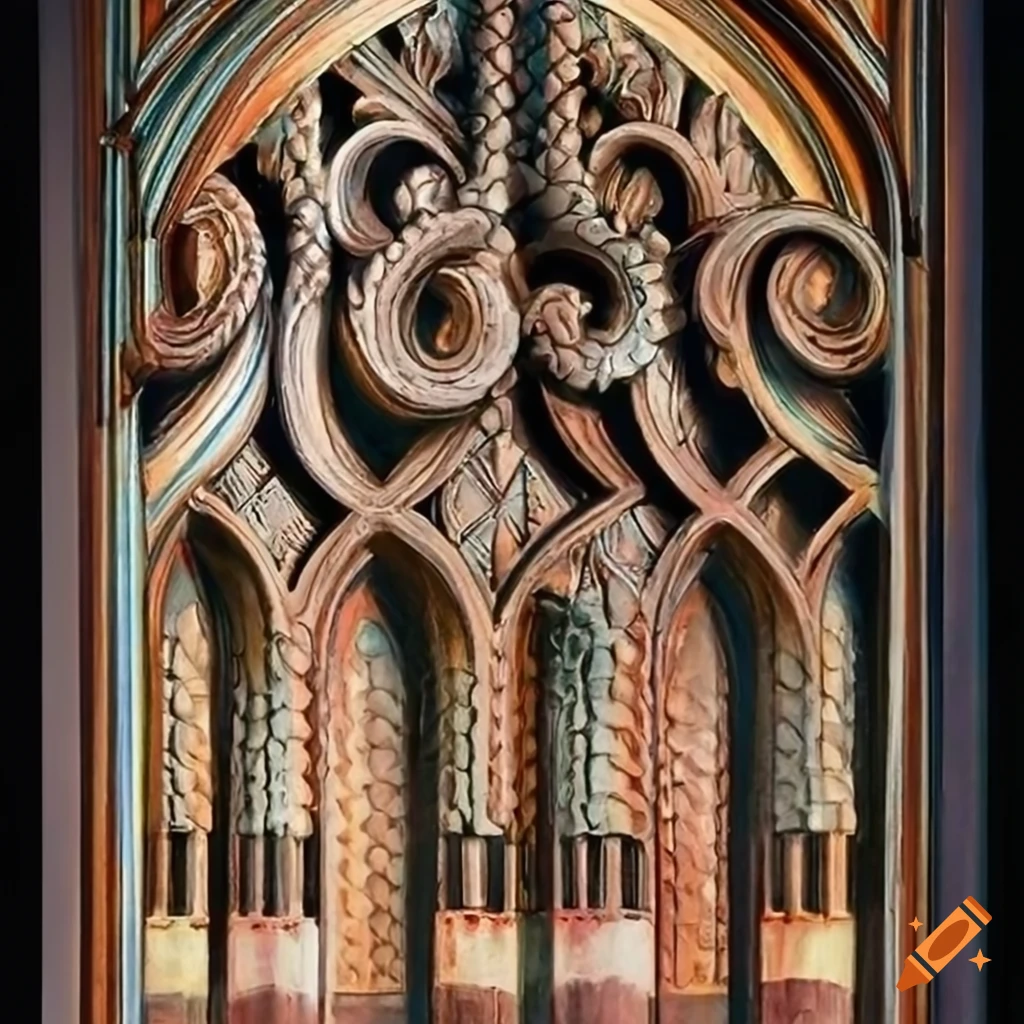 Detailed metal sculpture with variegated motif