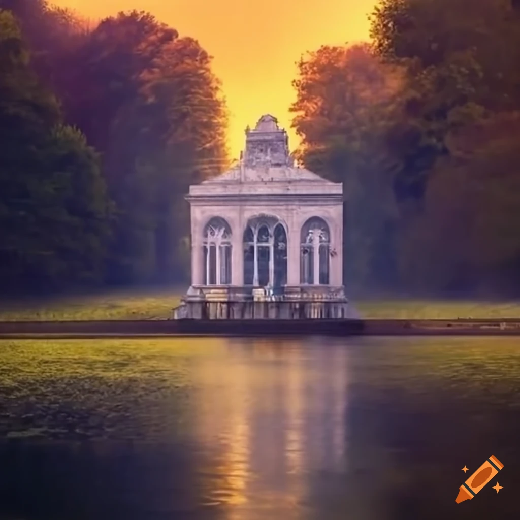 Monet style garden view through a window on Craiyon