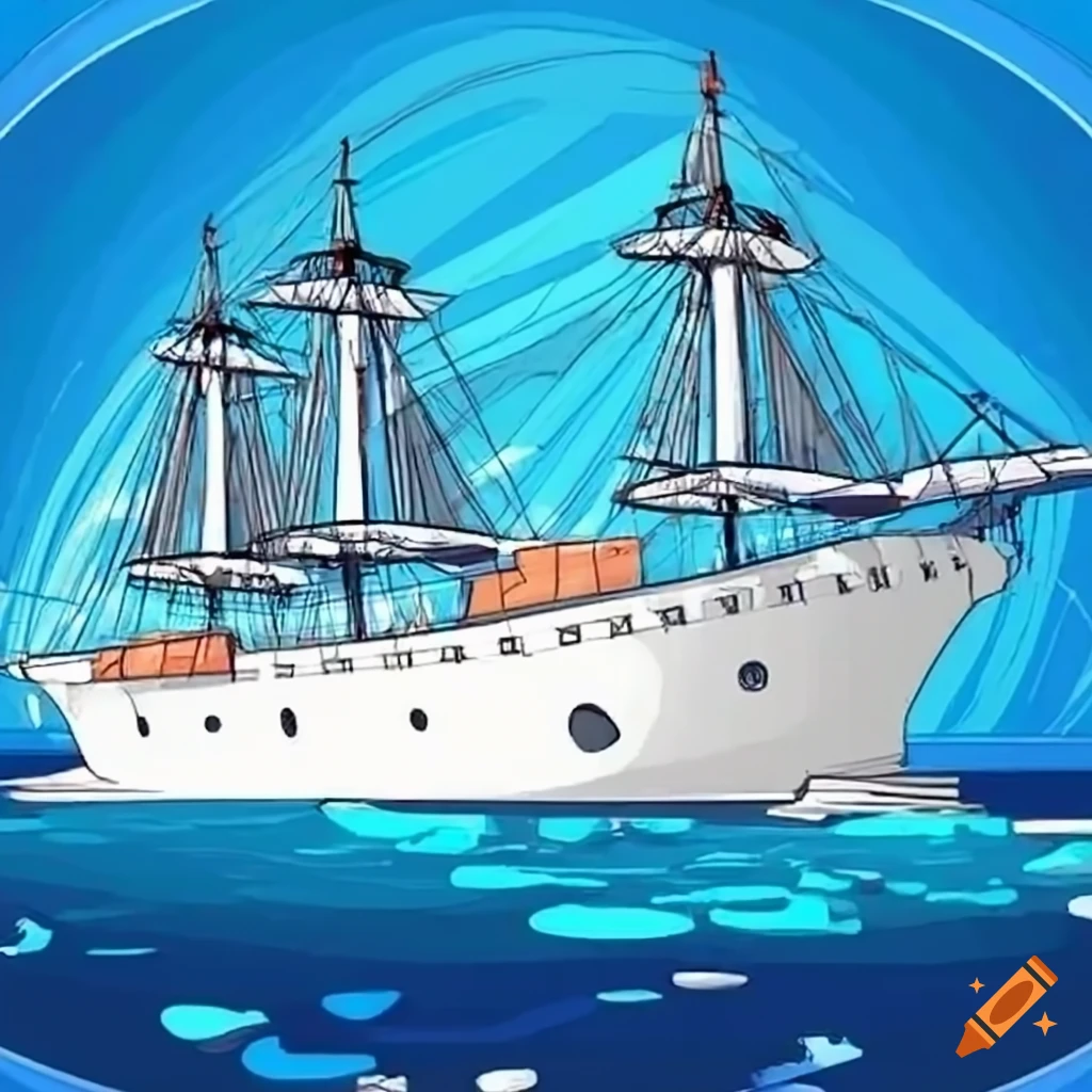 Ship performing multibeam sounding