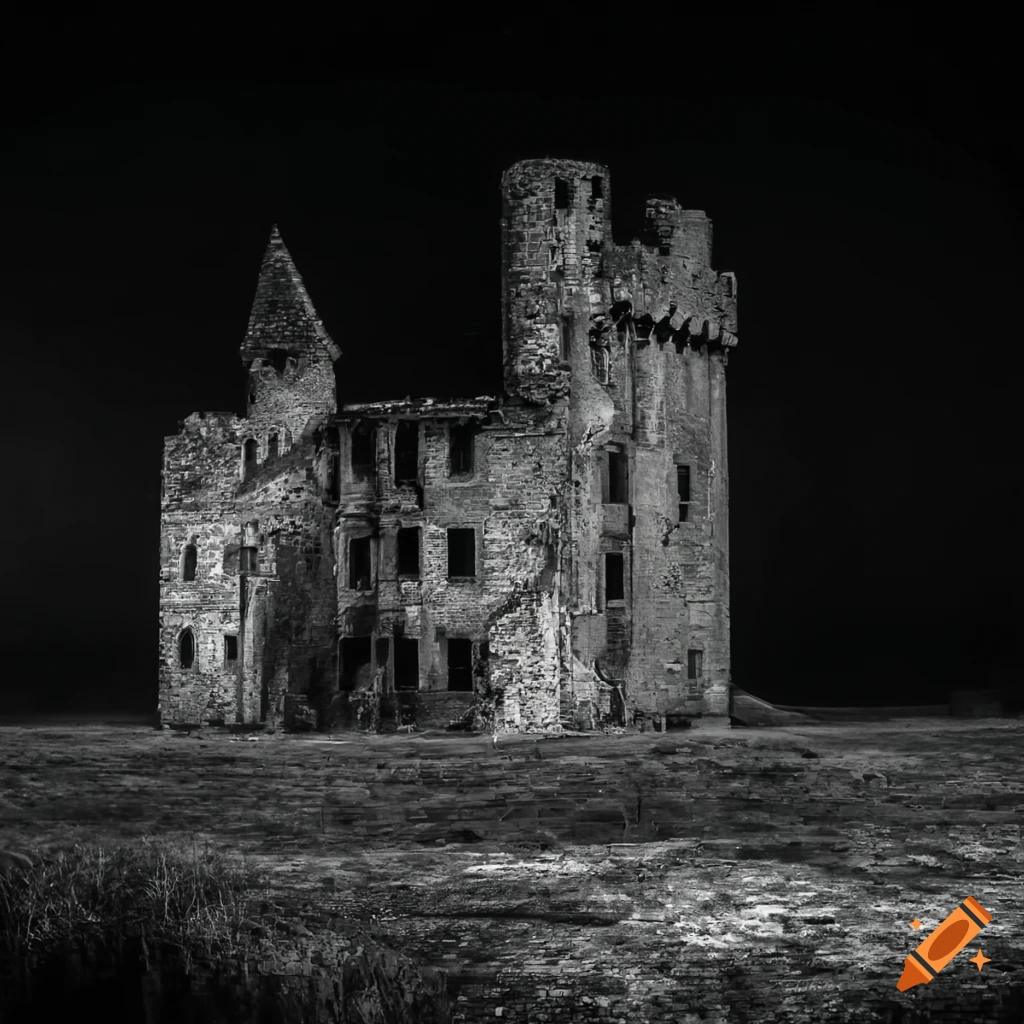 Eerie photograph of a decaying castle