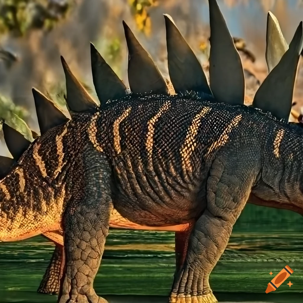 Colorful Stegosaurus in warm morning light on Craiyon