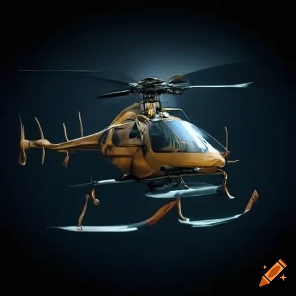 Concept art of a french fries helicopter on Craiyon