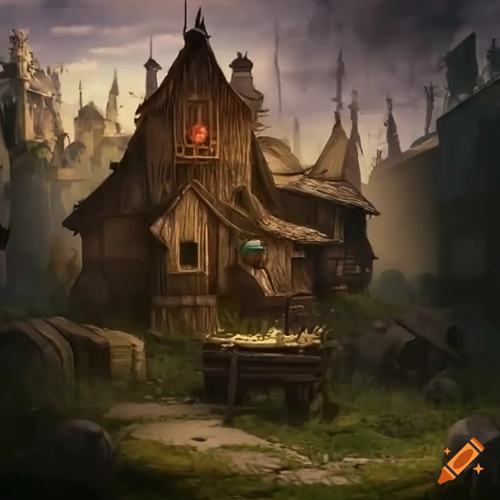 Fantasy village with magical elements on Craiyon