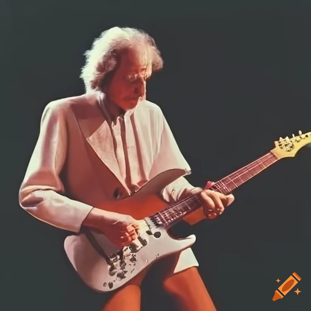 Martin barre playing electric guitar in 1982 on Craiyon