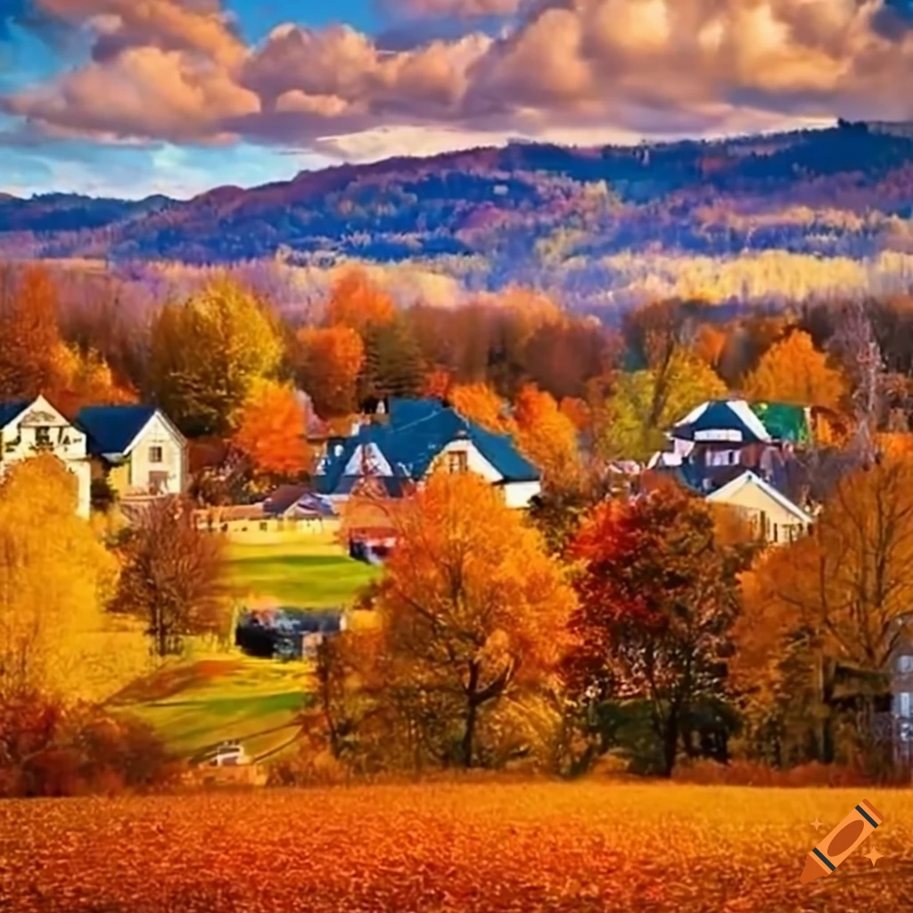 Fall suburban town on Craiyon