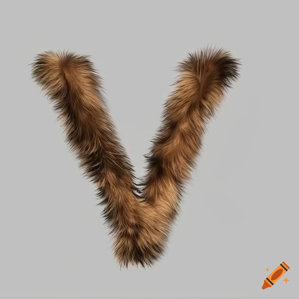 Realistic 3d render of letter "f" in dog fur