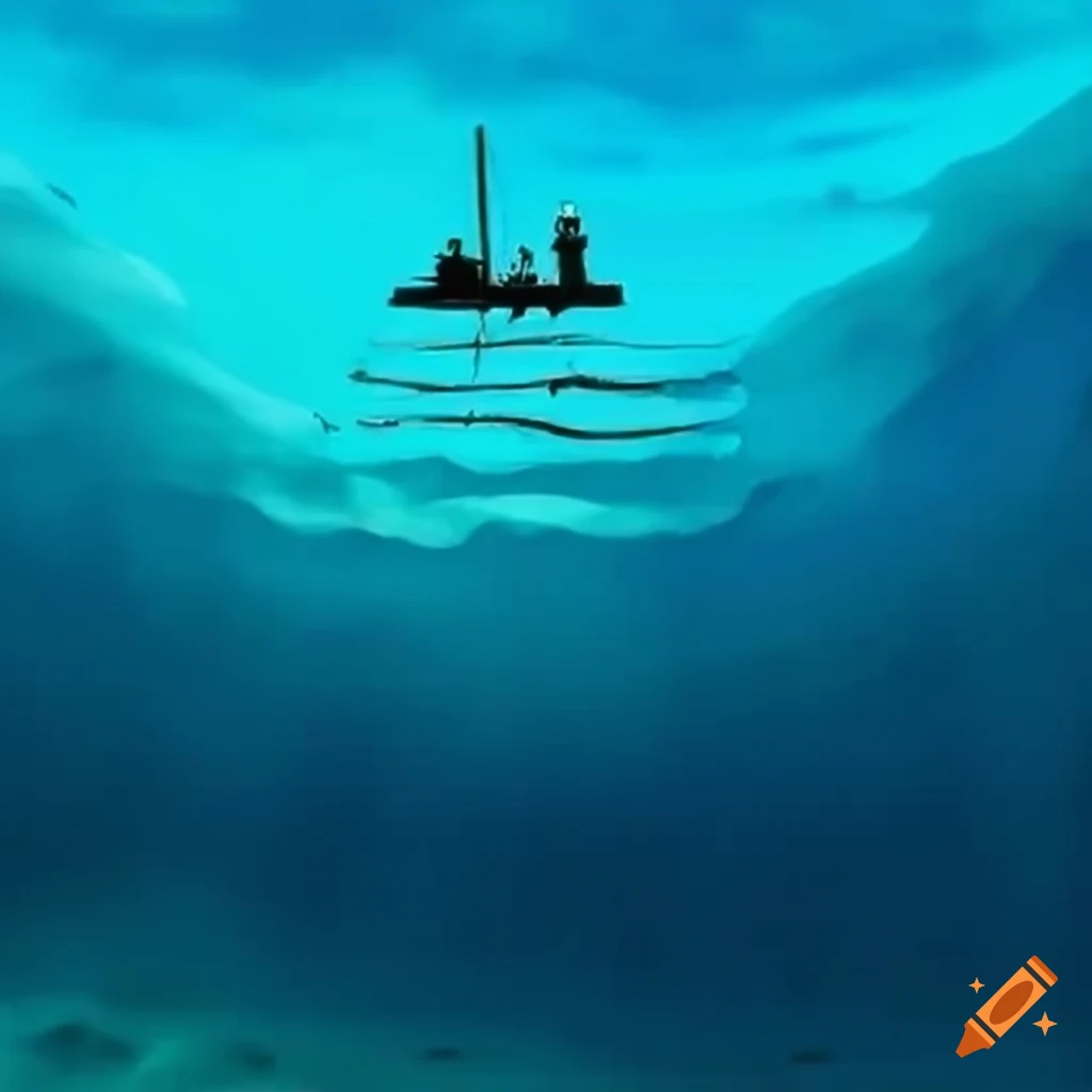 Man on wooden raft in the ocean on Craiyon