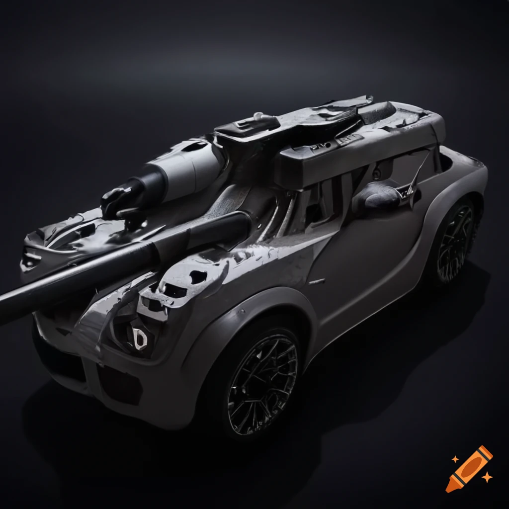 Modified sports car with weaponry on Craiyon