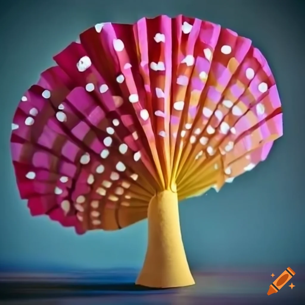 Vibrant paper fan mushroom growing on Craiyon