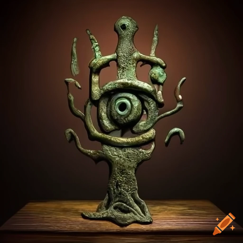 Mysterious lovecraft-style artwork on an ancient table on Craiyon