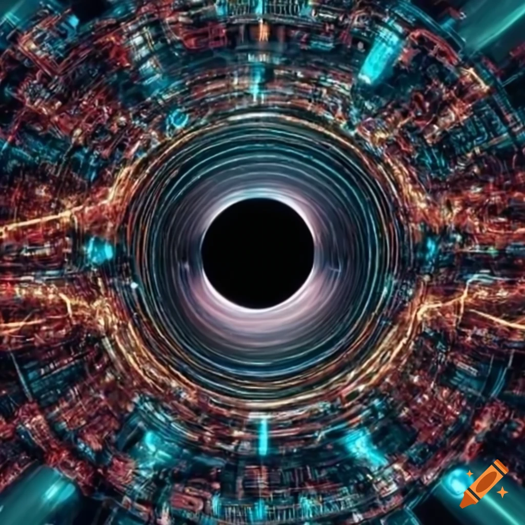 Image of a black hole-powered hypercomputer