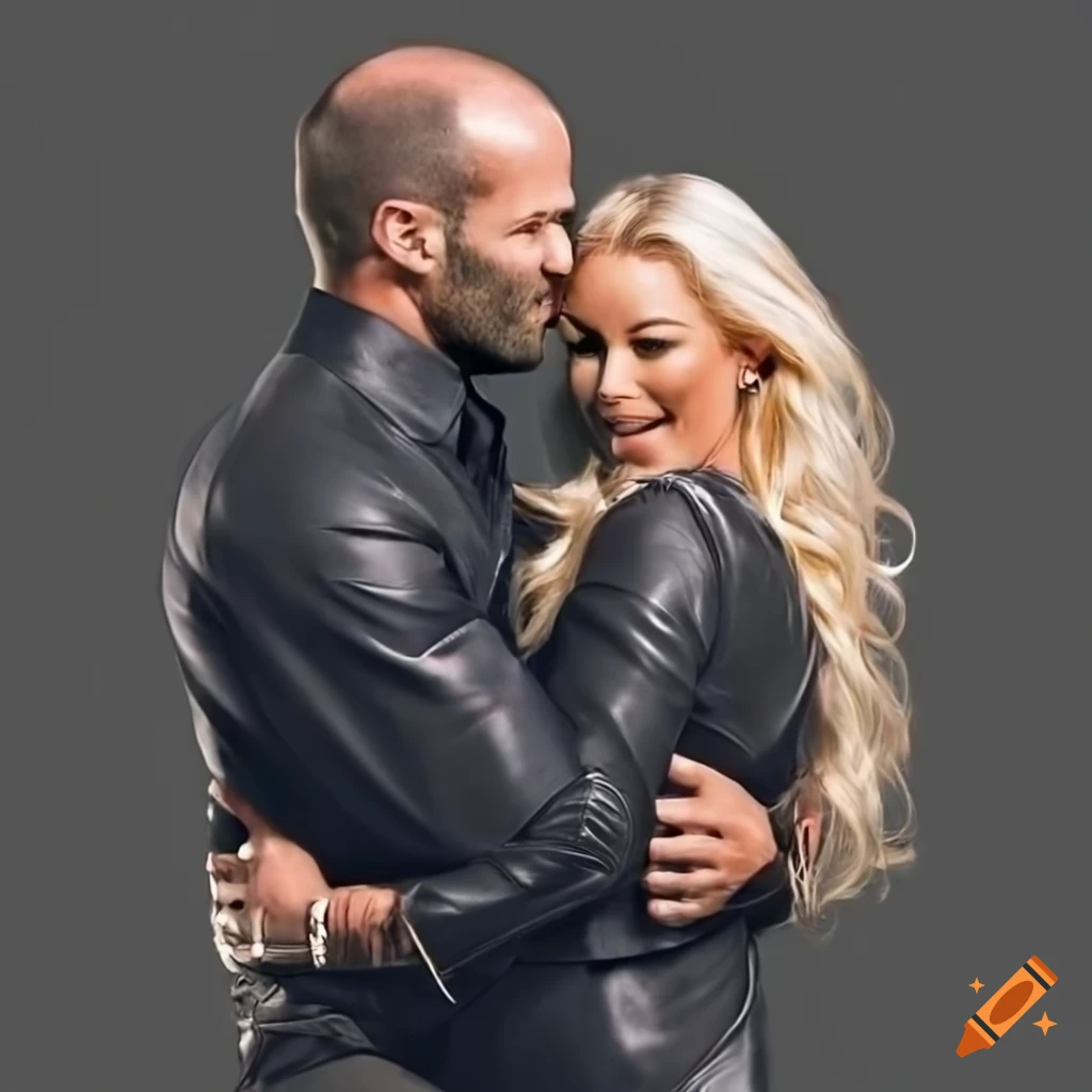 Photograph of Denise Van Outen and Jason Statham hugging on Craiyon