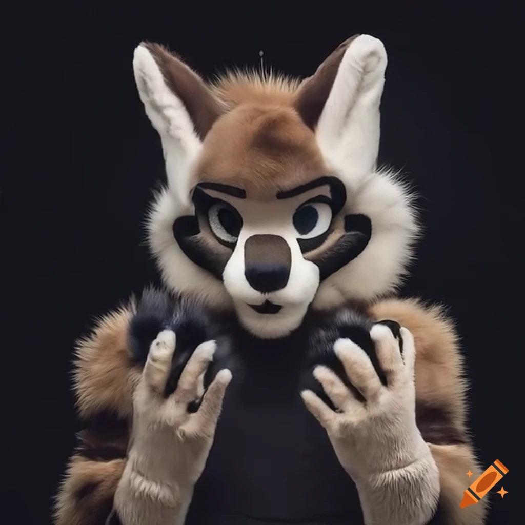 Person in a stunning pine marten fursuit posing
