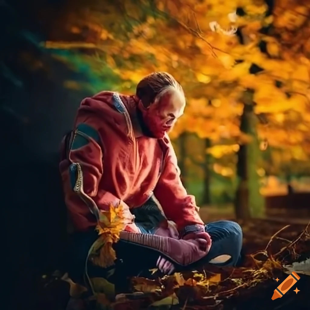 Man enjoying the fall season on Craiyon