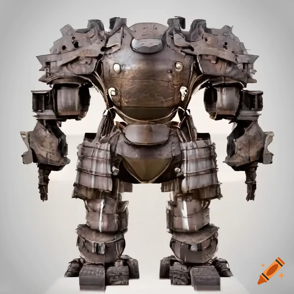 Celestial golem mech crafted from white and gold marble stone on Craiyon