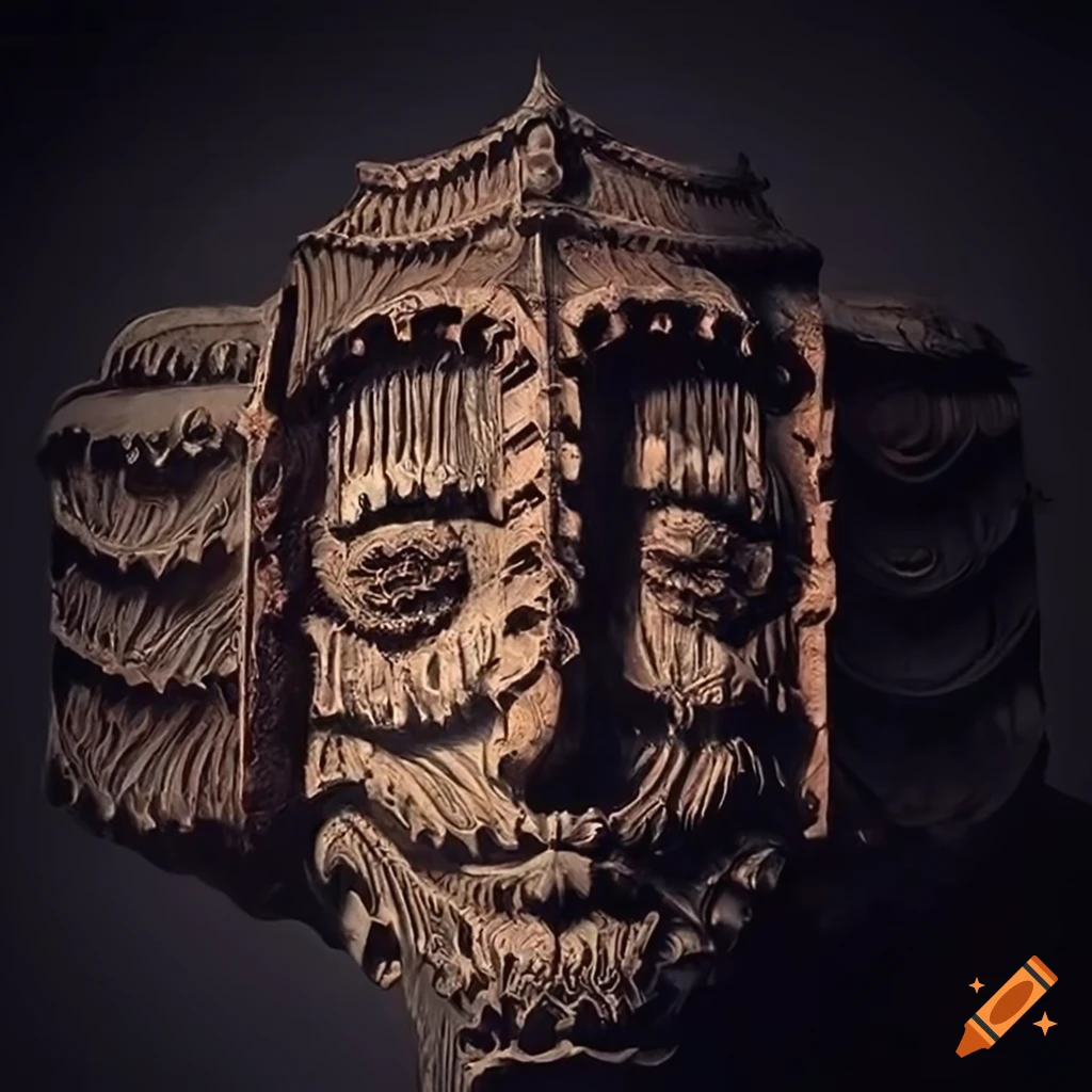 Detailed architectural stave carving artwork on Craiyon