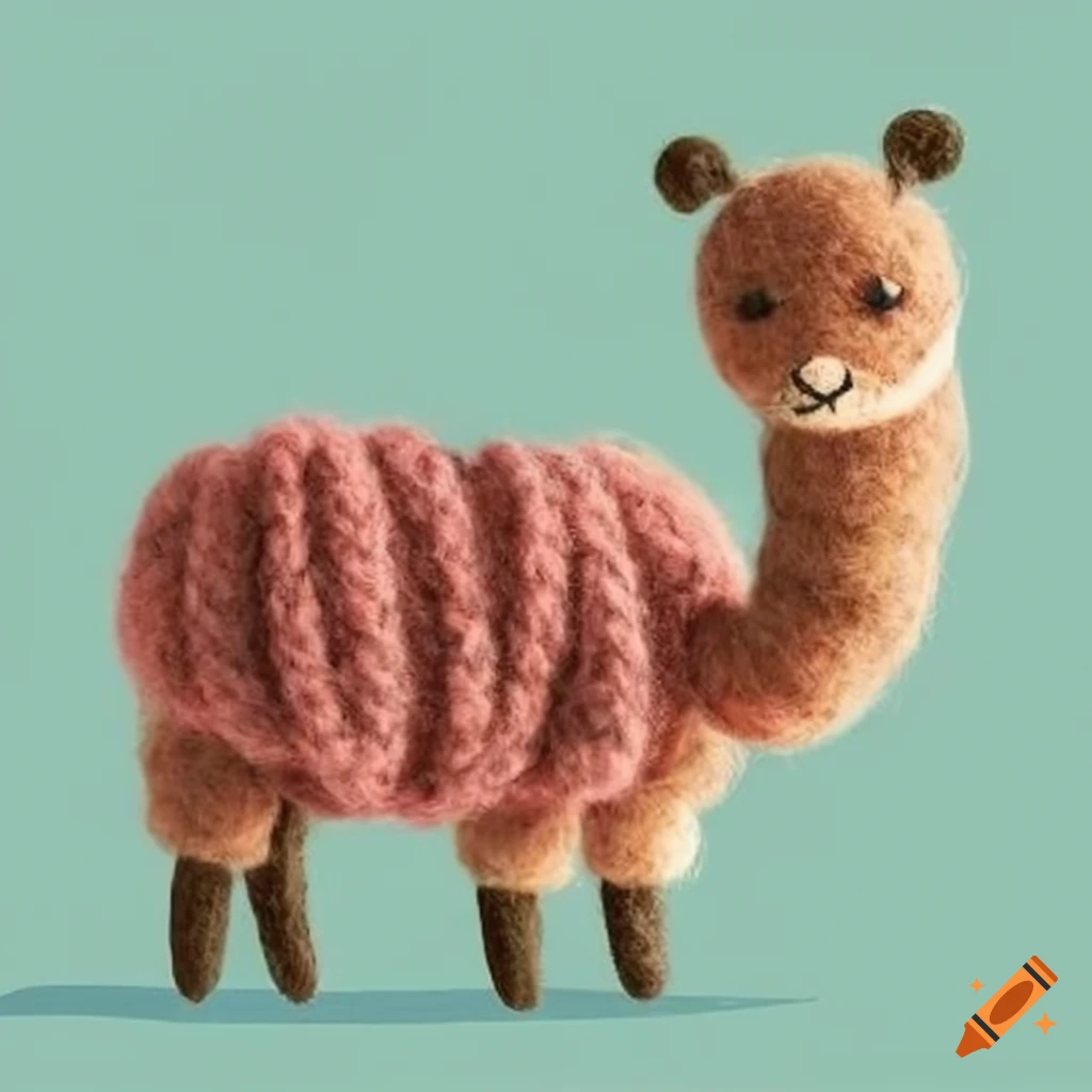 Felted wool creatures in a garden on Craiyon