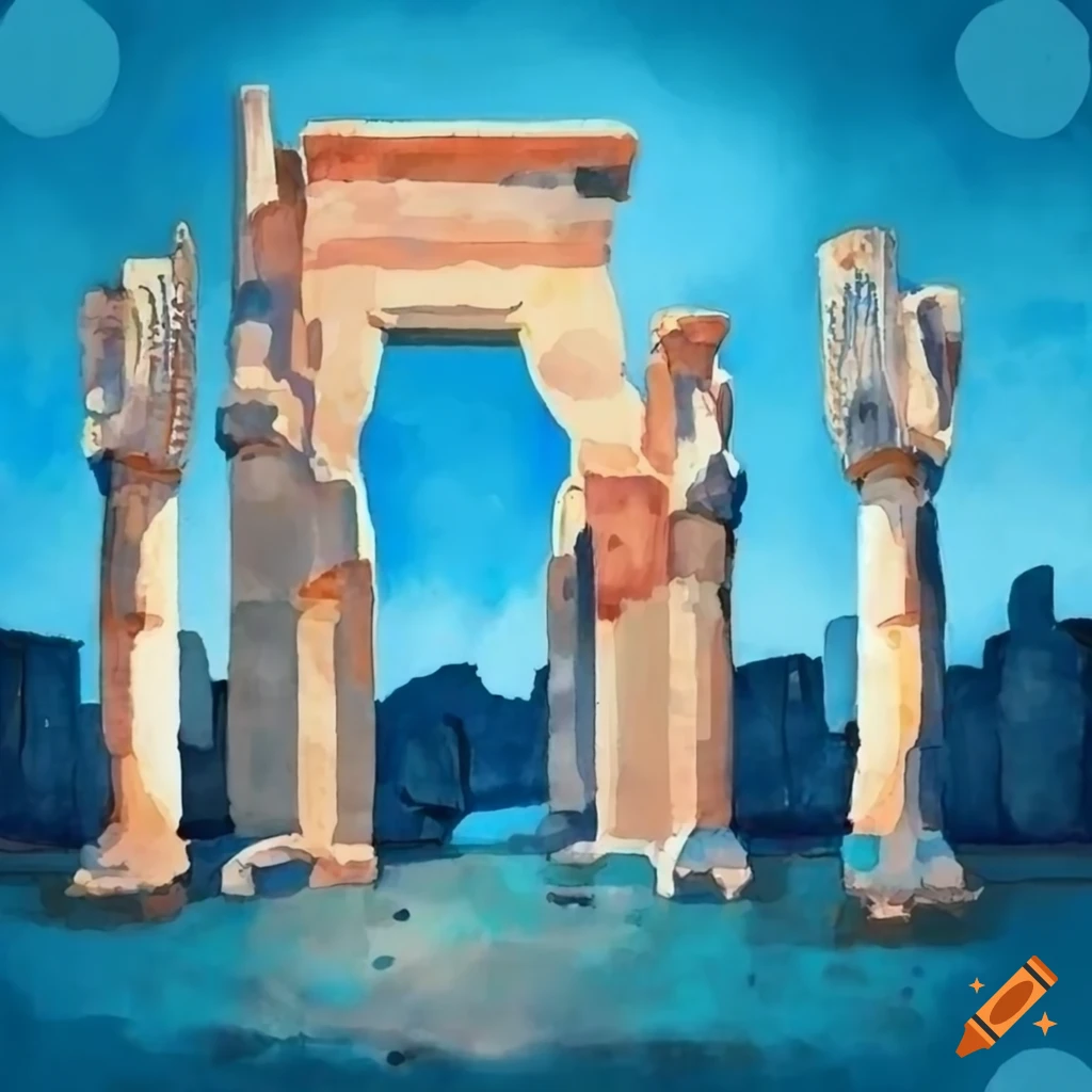 Watercolor painting of Persepolis on Craiyon