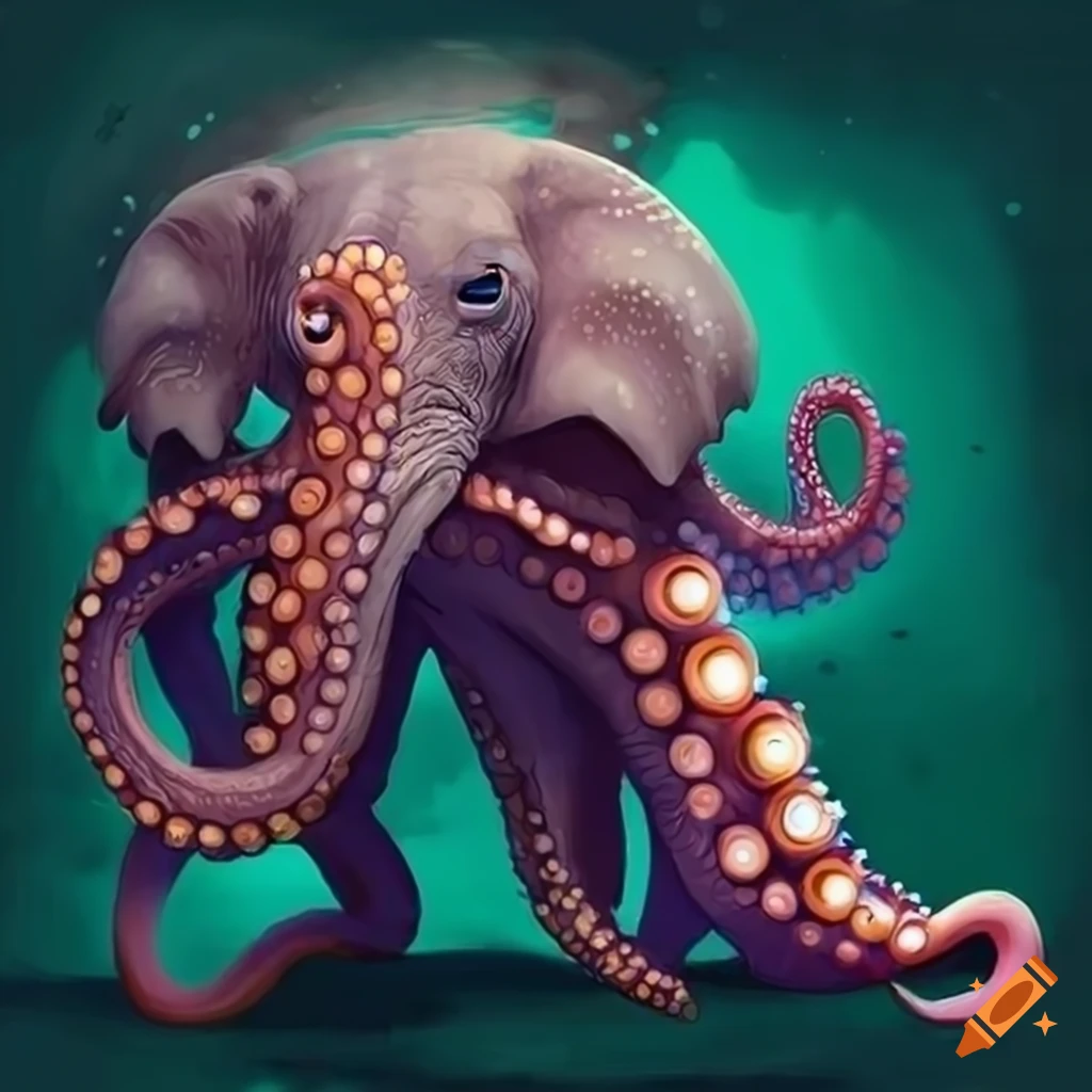 Image of a half octopus half elephant creature on Craiyon