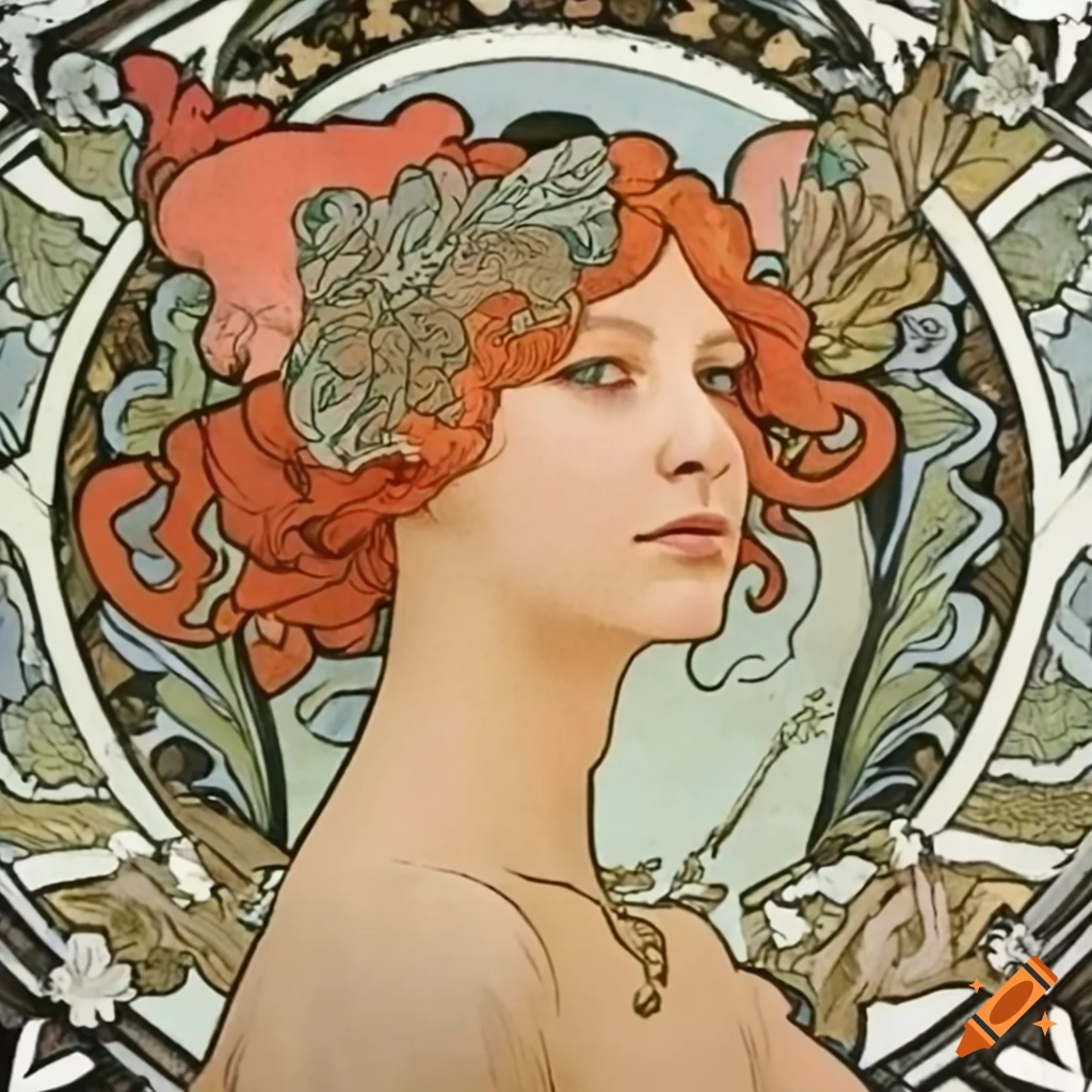Portrait of a woman in gothic style inspired by alphonse mucha on Craiyon