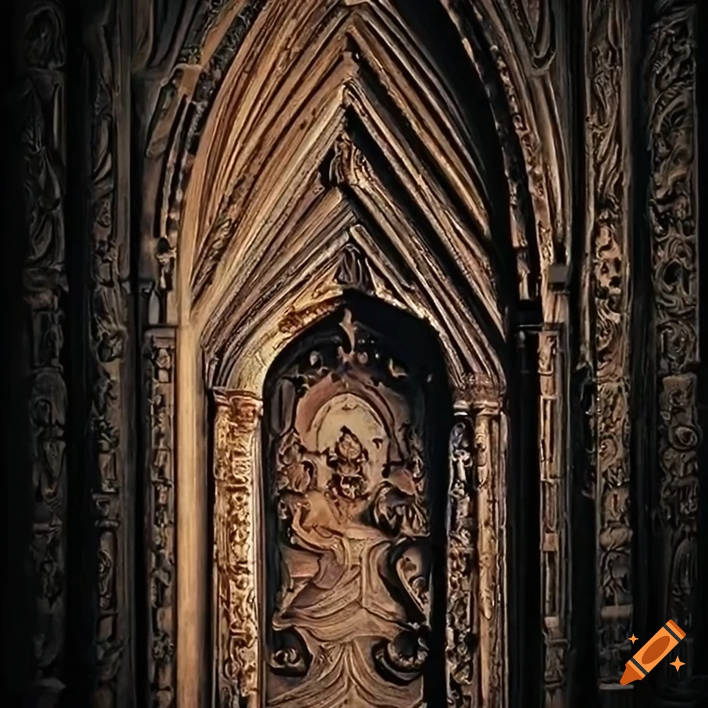 Finest architectural stave carving in high definition on Craiyon