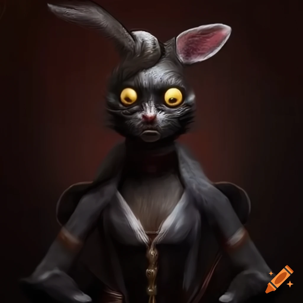 Captivating black humanoid rabbit captain on Craiyon