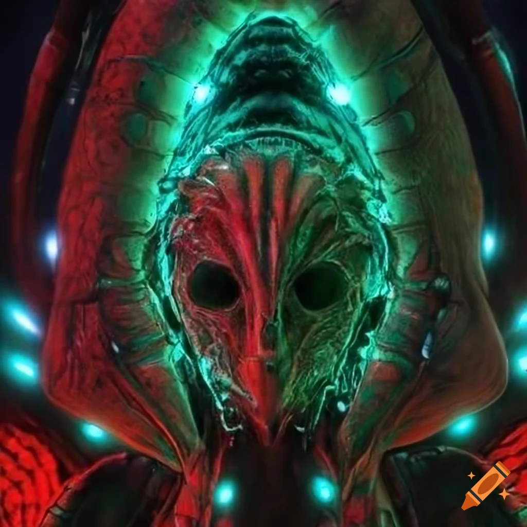 Photo of a cybernetic alien with glowing red eye on Craiyon