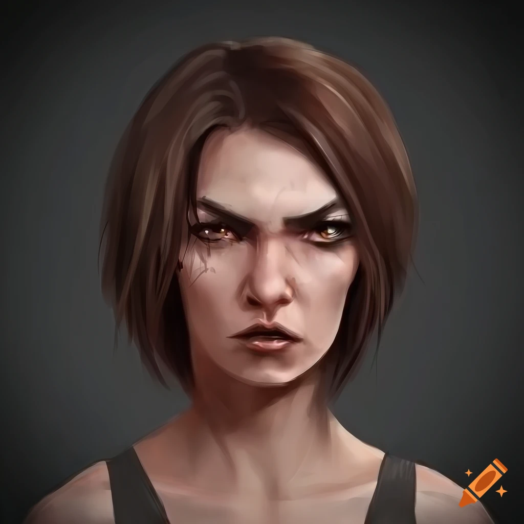 Portrait of a fierce female mercenary