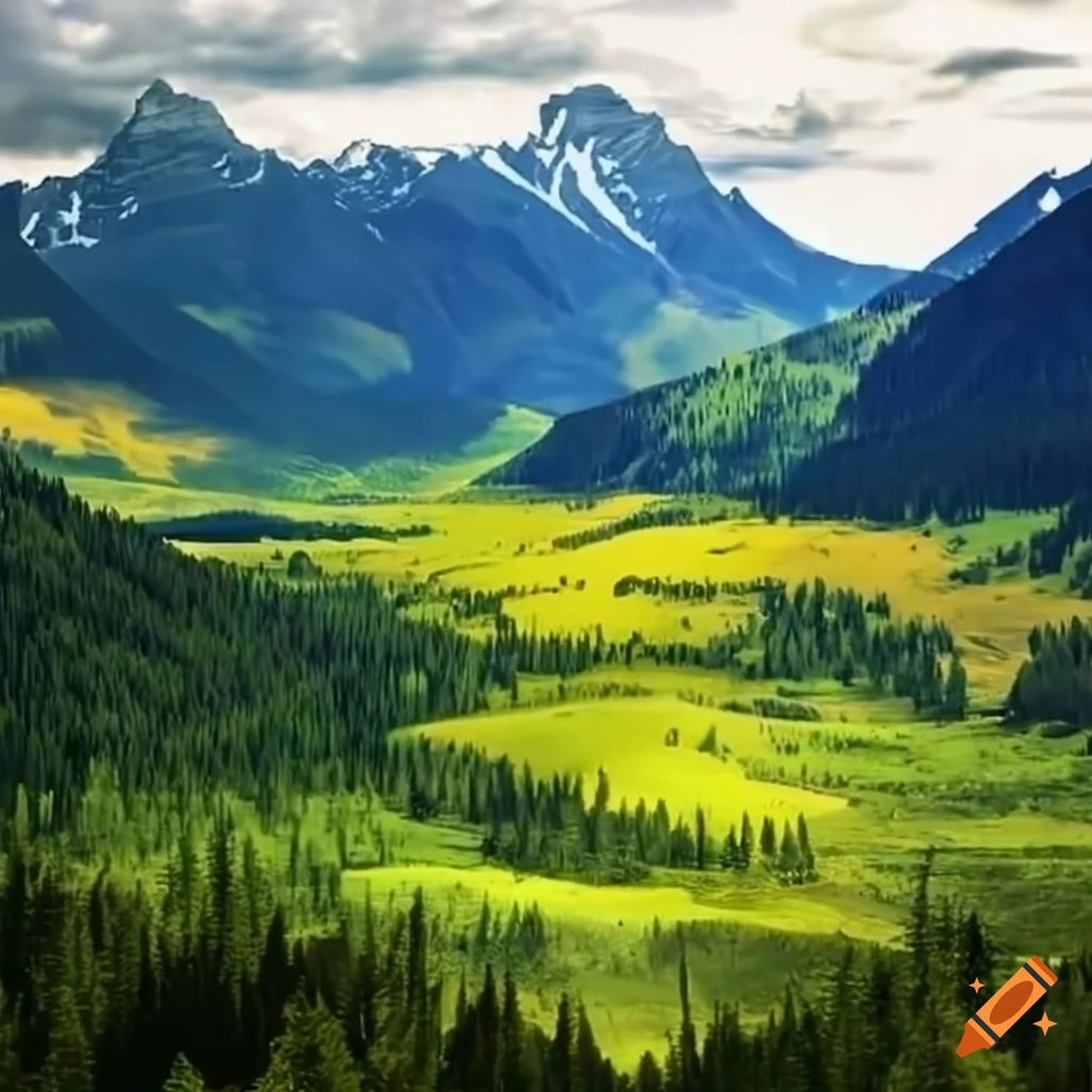 Scenic mountain views from a video game on Craiyon