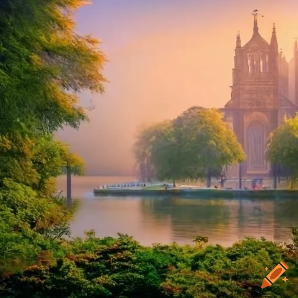 Aerial view of a majestic sacred religious landmark by the river in 4k ...