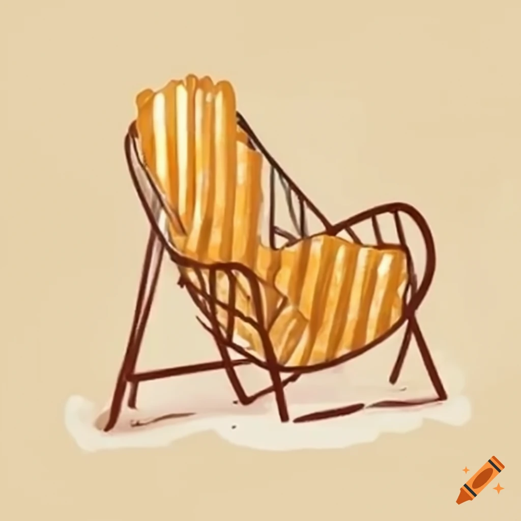Sketch of waffle fries and a swing chair on Craiyon