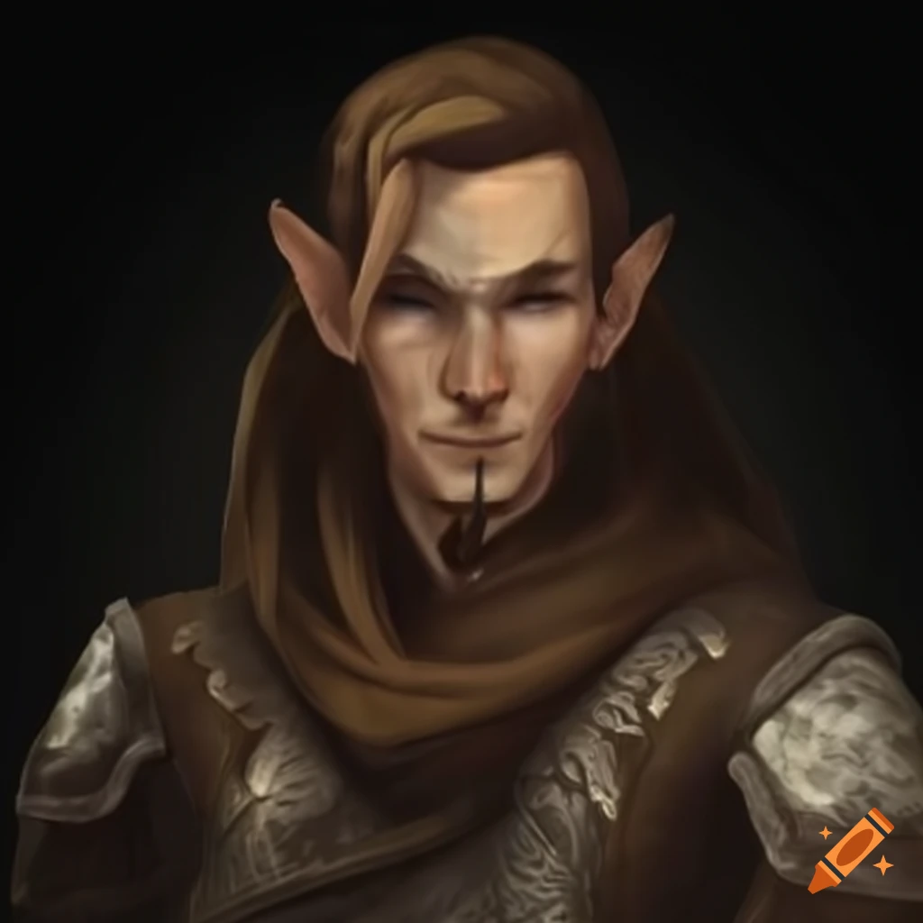 Portrait of a male elven shopkeep on Craiyon