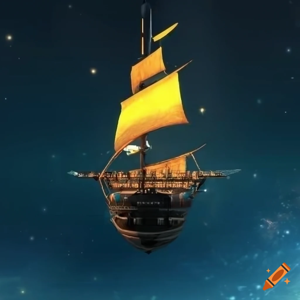 3d render of a pirate ship in space on Craiyon
