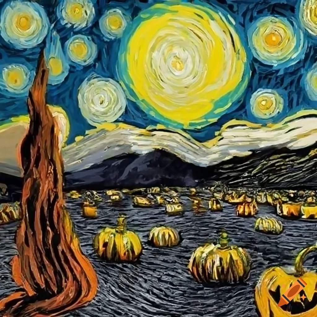 Halloween-themed rendition of van gogh's starry night