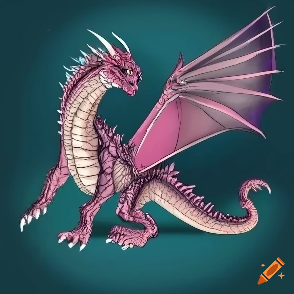 Side view of a detailed dragon illustration on Craiyon