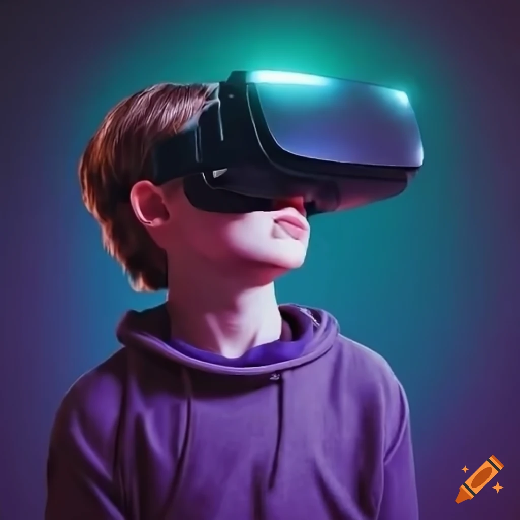 Person wearing vr headset in space on Craiyon