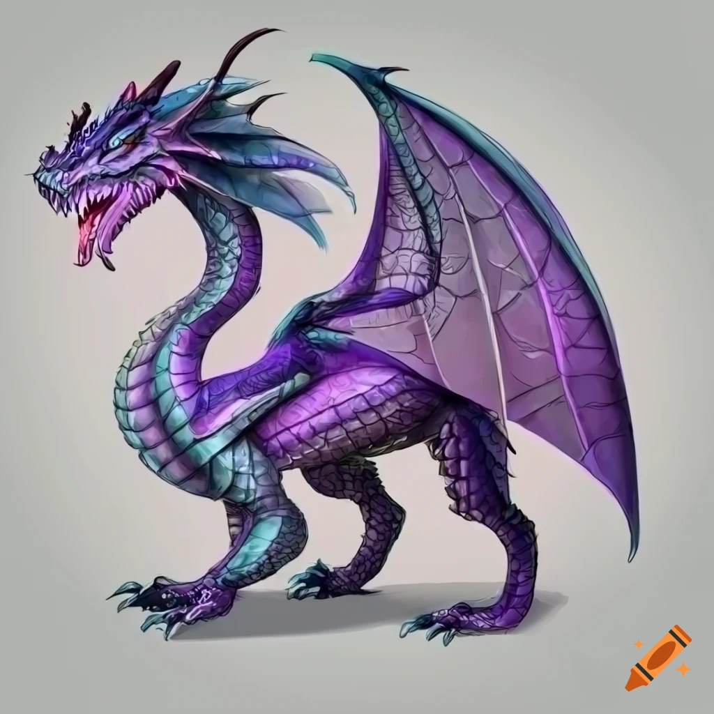 Detailed side view illustration of a dragon