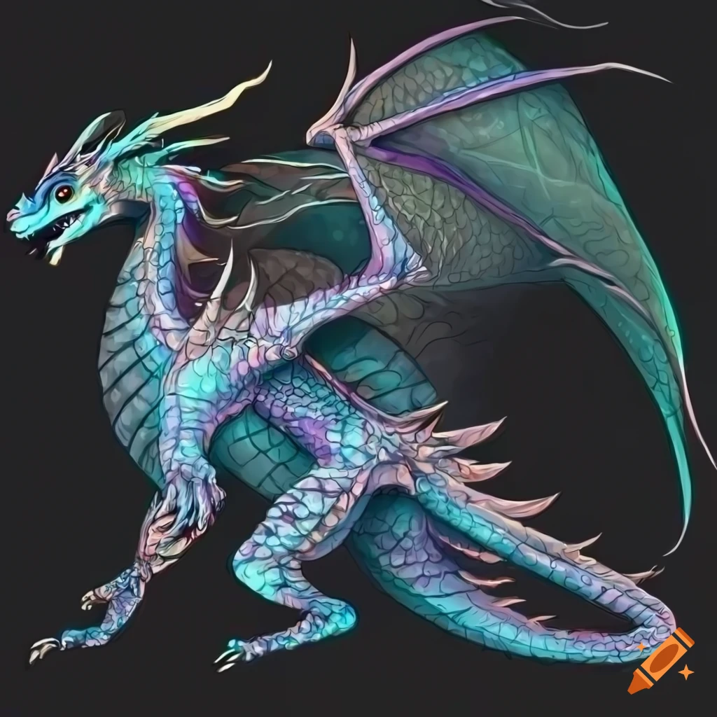 Cyan anthro dragon with turquoise wings on Craiyon