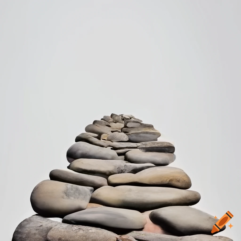 Minimalist stone path on a white background