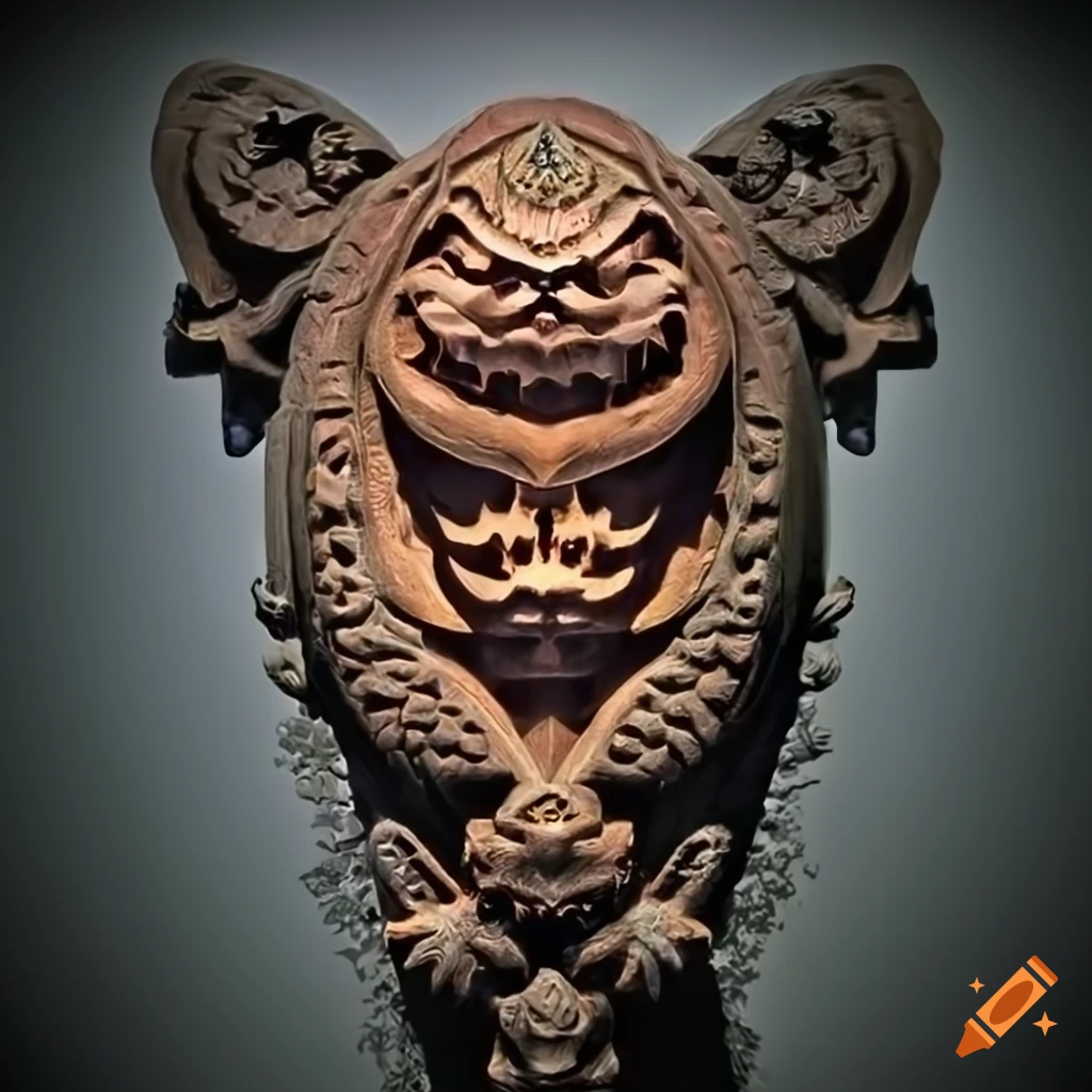 Impressive architectural stave carving artwork on Craiyon